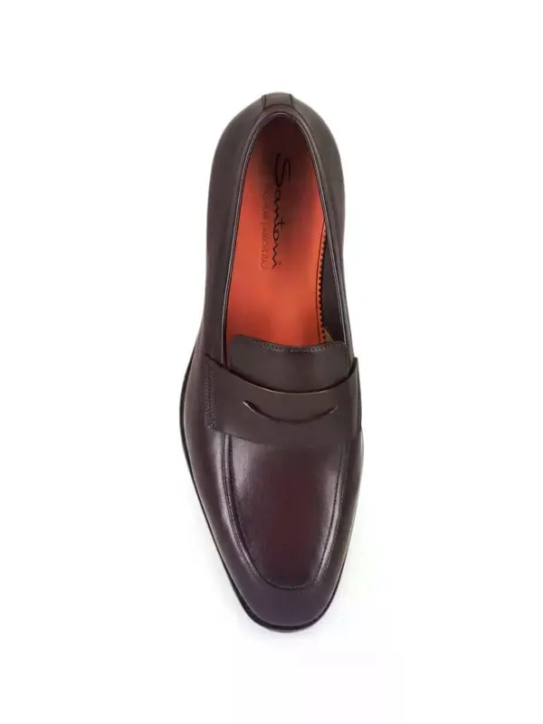 Santoni Gregor Leather Loafers - Brown