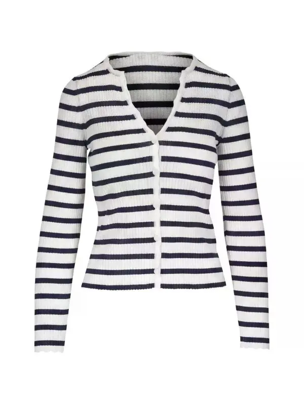 Veronica Beard Anwin Striped Ribbed-knit Cardigan