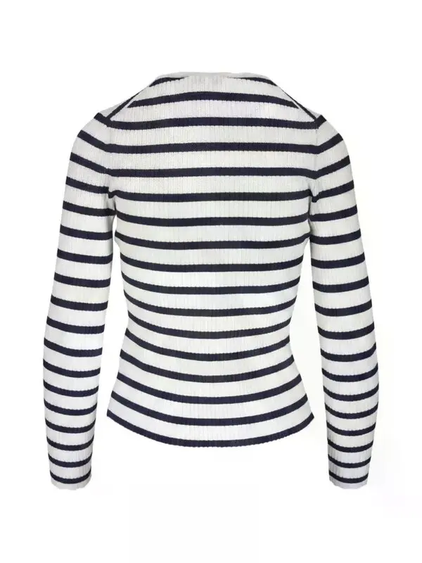 Veronica Beard Anwin Striped Ribbed-knit Cardigan