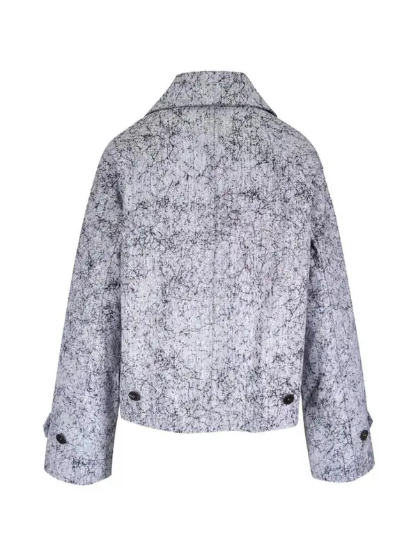 Michael Kors Crackled Denim Cropped Balmacaan Jacket