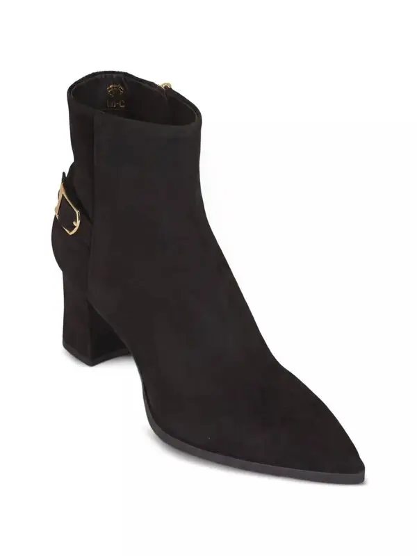 Santoni Elly Buckle-detail Pointed-toe Ankle Boots - Black