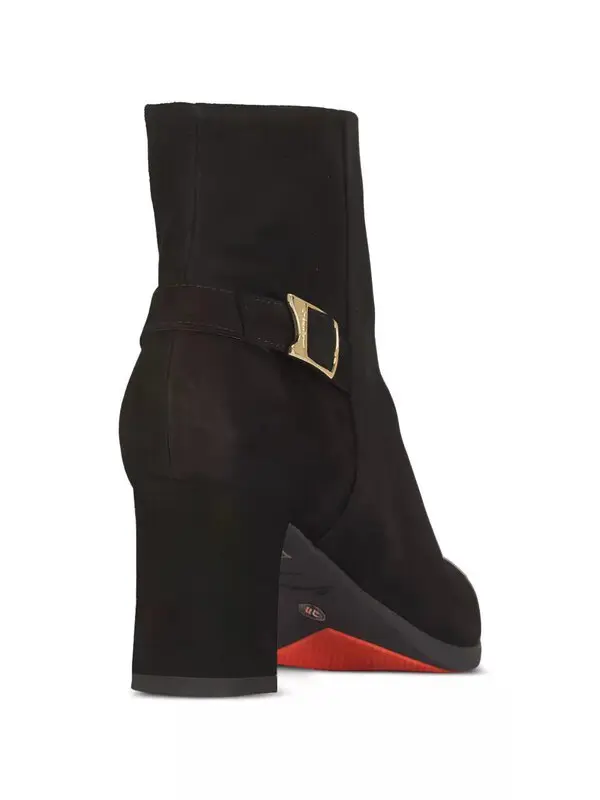 Santoni Elly Buckle-detail Pointed-toe Ankle Boots - Black
