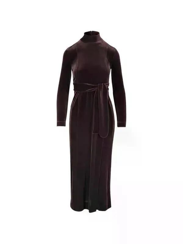 Akris High-neck Belted Midi Dress