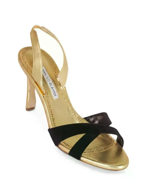 Manolo Blahnik Crossover-strap Slingback Sandals - Gold