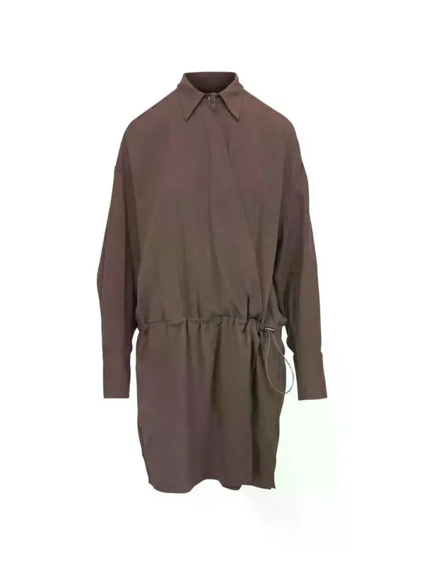 Brunello Cucinelli Drawstring-waist Wool Mini Shirt Dress - Brown