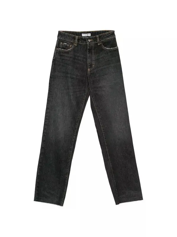 ICON DENIM LOS ANGELES Star-embroidered Distressed-finish Jeans - Black
