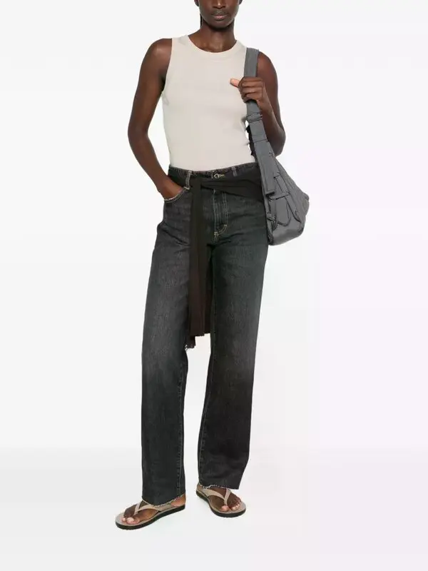 ICON DENIM LOS ANGELES Star-embroidered Distressed-finish Jeans