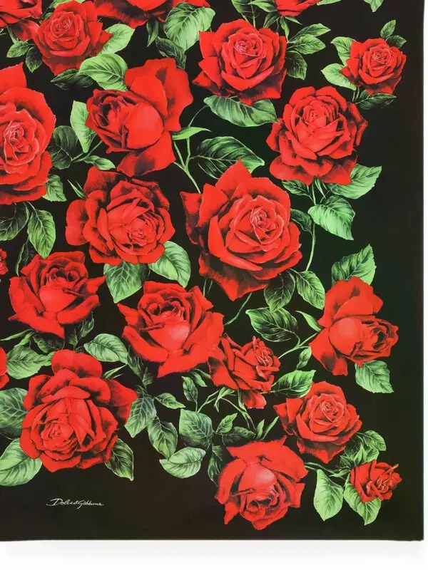Dolce & Gabbana 90x90 Rose-print Silk Twill Scarf