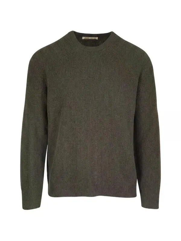 MAURIZIO BALDASSARI Ribbed Knit Long Sleeve Crew Neck Sweater - Green
