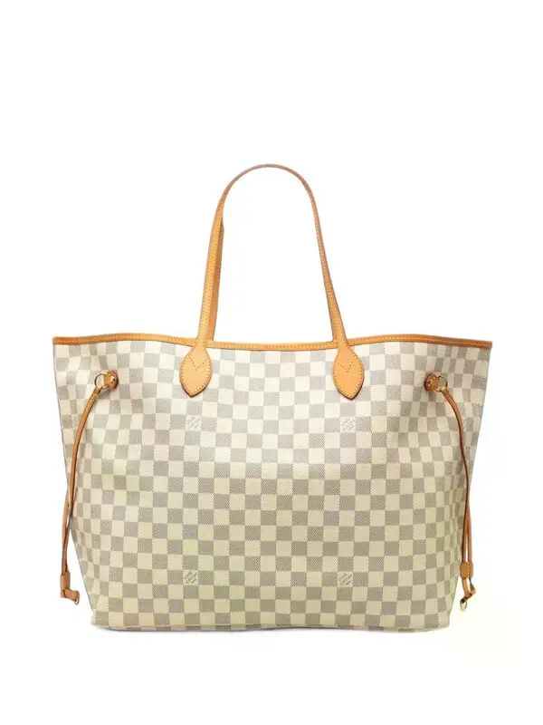 LOUIS VUITTON Damier Azur Neverfull Gm Tote Bag - White