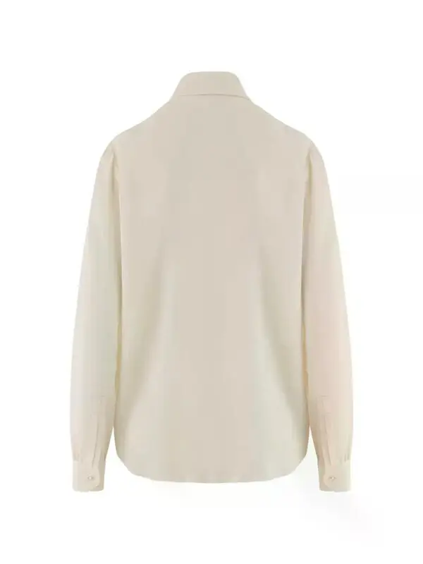 Saint Laurent Silk Crepe De Chine Lavallière Blouse - Neutrals