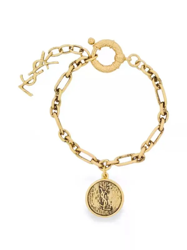 Saint Laurent Cassandre Medallion Bracelet In Metal - Gold