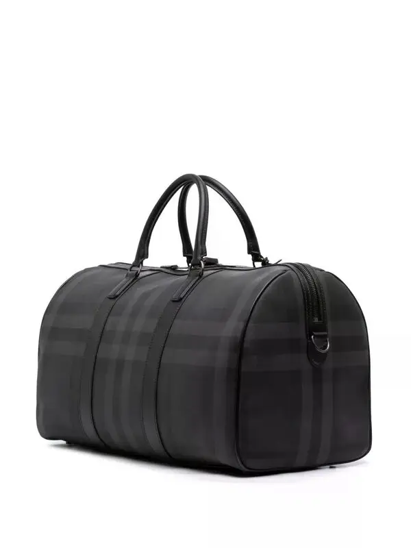 Burberry Plaid Coated Canvas Barrel Duffle Travel Bag