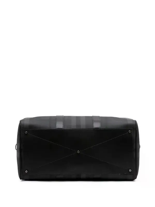 Burberry Plaid Coated Canvas Barrel Duffle Travel Bag