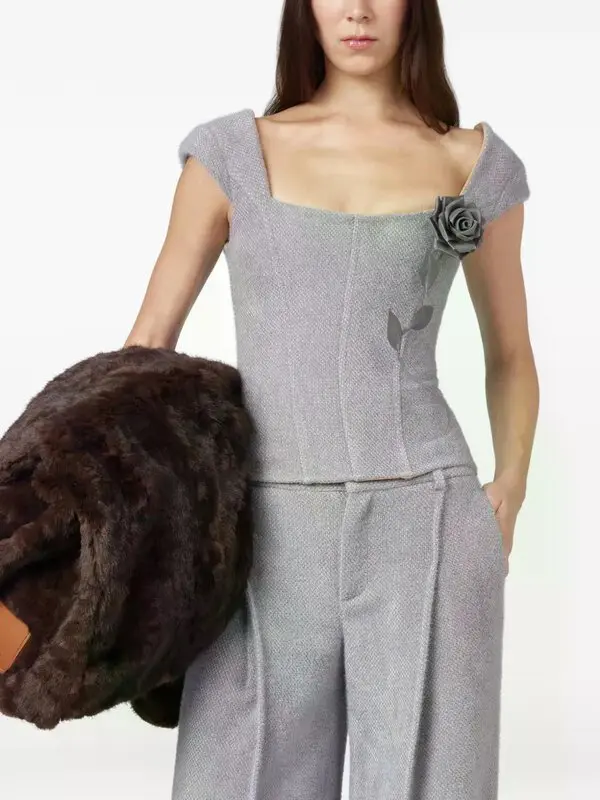 Giuseppe Di Morabito Corset-style Top With Rose Appliqu - Grey