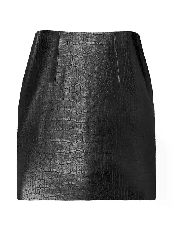 Wolford Embossed Alligator-effect Fitted Mini Skirt - Black