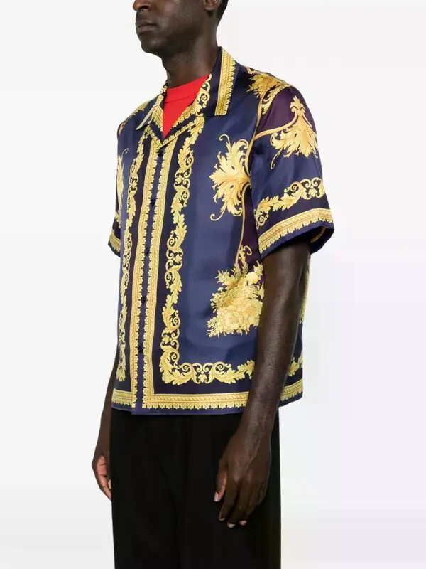 Versace Barocco-print Short-sleeve Shirt