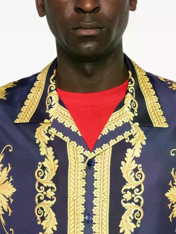 Versace Barocco-print Short-sleeve Shirt