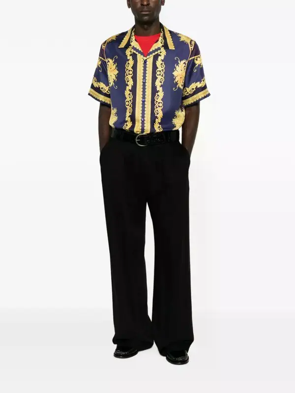 Versace Barocco-print Short-sleeve Shirt - Purple