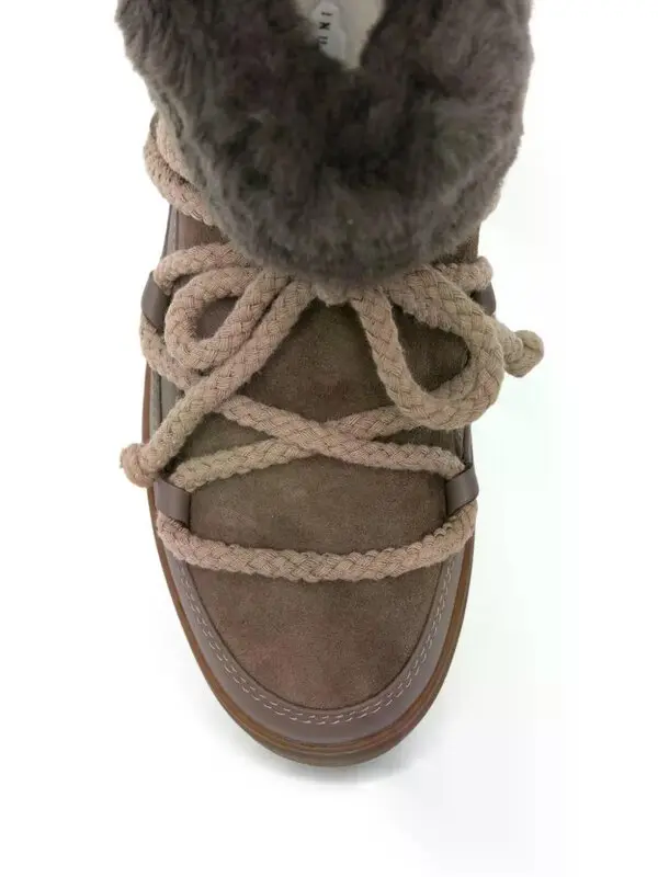Inuikii Lace-up Suede Boots With Fur Trim