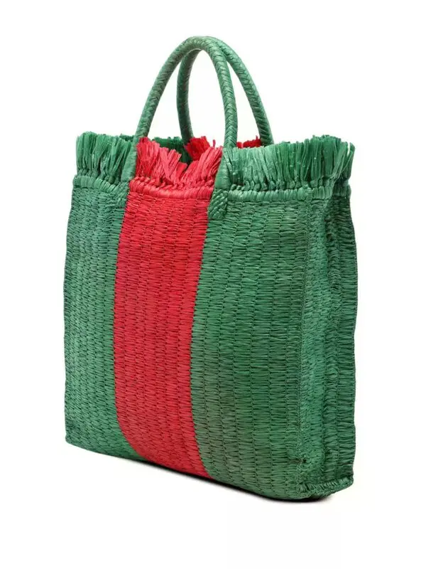 Gucci Raffia Web Cestino Tote Bag