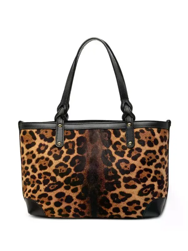 Gucci Pony Hair Leopard Print Tote Bag - Brown