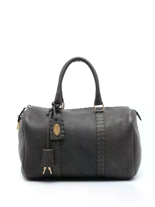 Fendi 2000-2010 Perforated Leather Selleria Boston Bag