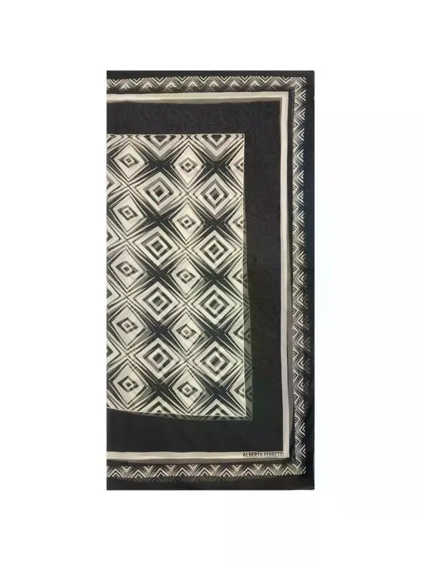 Alberta Ferretti Geometric-print Silk Scarf - Black