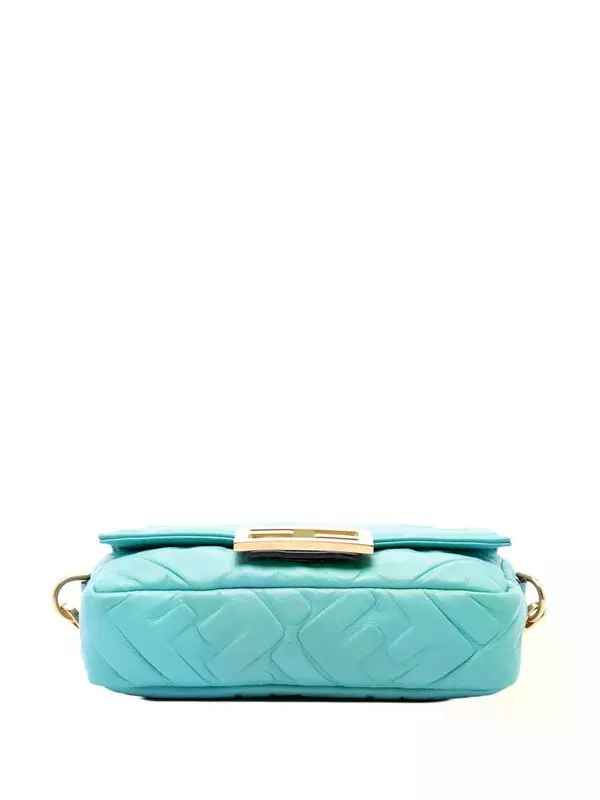 Fendi 2010-2026 Mini Zucca Embossed Leather Baguette Satchel
