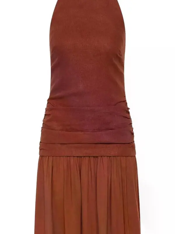 Faithfull The Brand Tali Ruched Maxi Dress - Brown