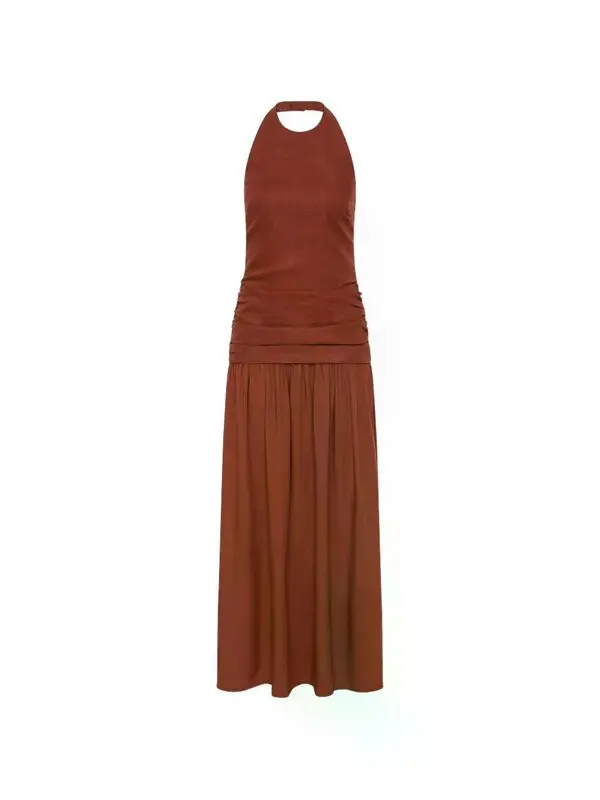 Faithfull The Brand Tali Ruched Maxi Dress - Brown