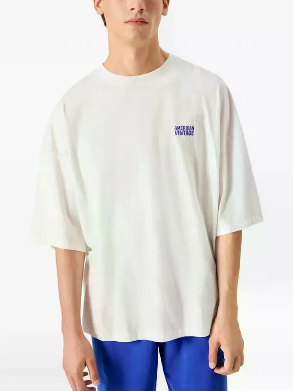 American Vintage Gixy Logo-print Drop-shoulder T-shirt