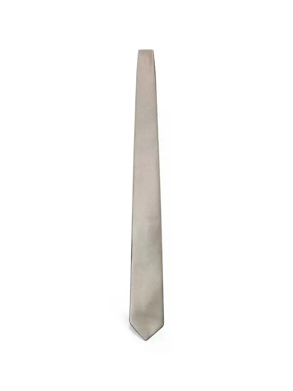 Giorgio Armani Logo Patch Silk Neck Tie - Neutrals
