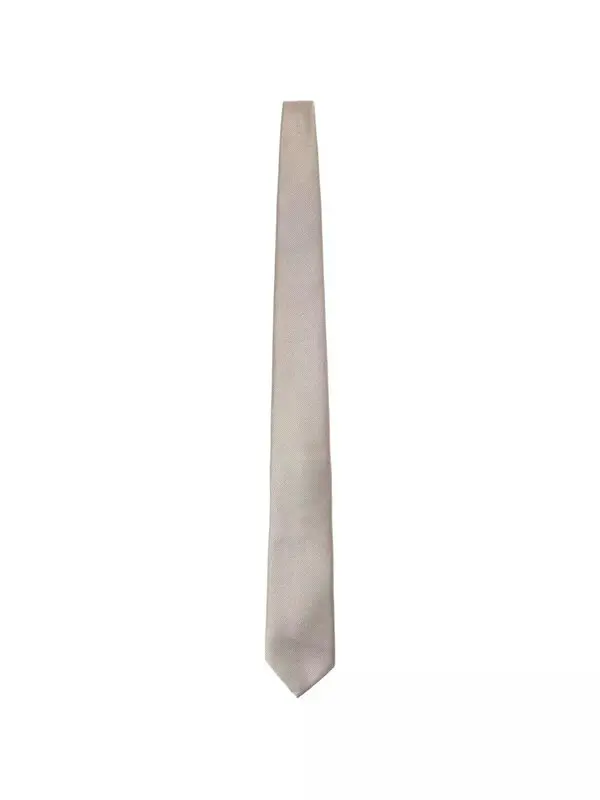 Giorgio Armani Logo-patch Silk Tie - Neutrals