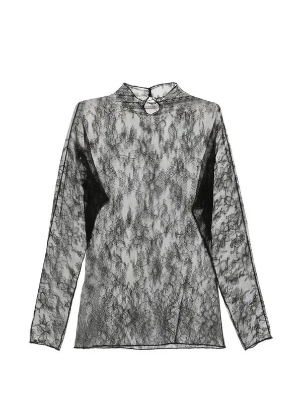 Carine Gilson Lace Turtleneck Top - Black
