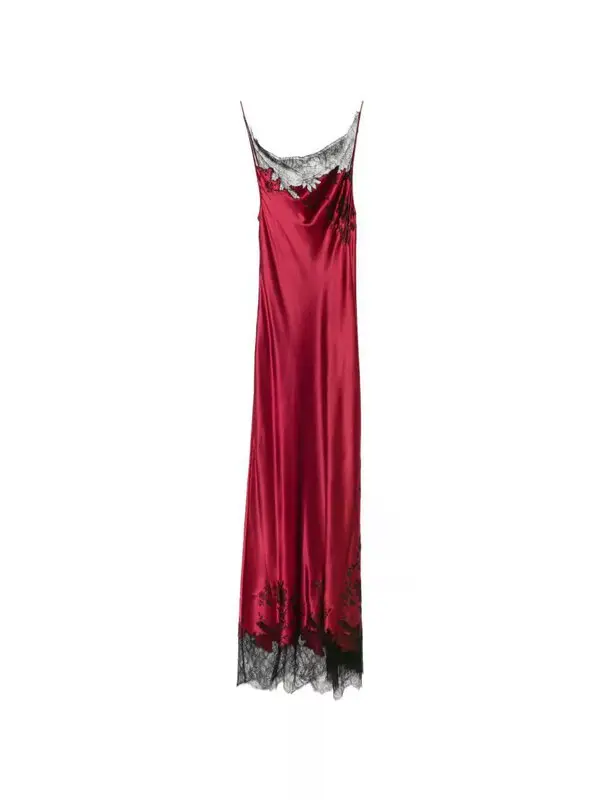 Carine Gilson Lace-trim Cowl-neck Maxi Dress - Red