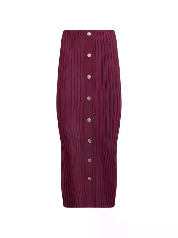 Philosophy Di Lorenzo Serafini Ribbed-knit Button-front Skirt - Red