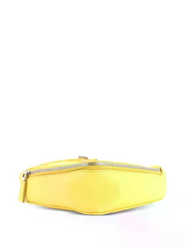 Prada Saffiano Leather Triangle Logo Shoulder Bag - Yellow