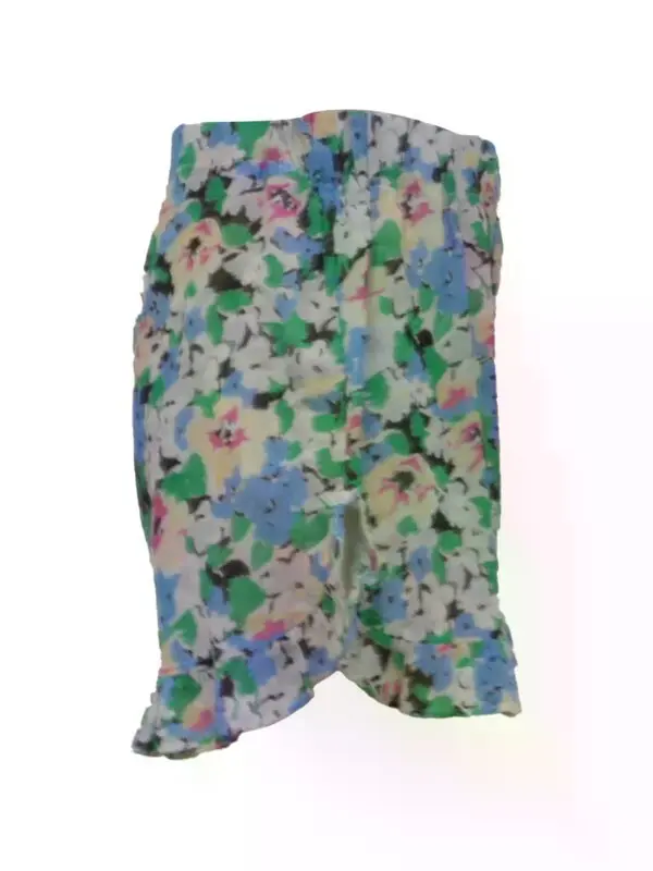 GANNI Floral Print Ruffle Trim Shorts - White