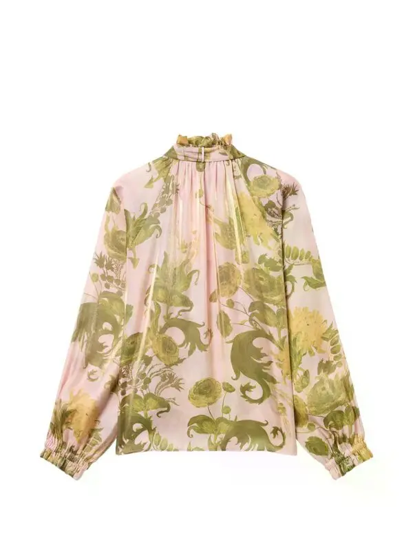 La DoubleJ Floral Print Tie-neck Blouse