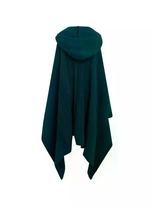 Alberta Ferretti Ribbed-knit Hooded Poncho