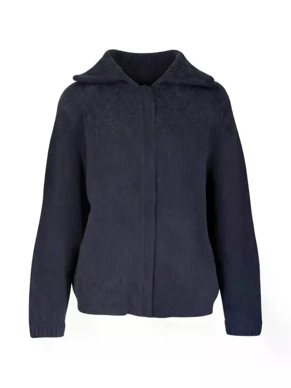 Le Kasha Ribbed-trim Spread-collar Cardigan - Blue