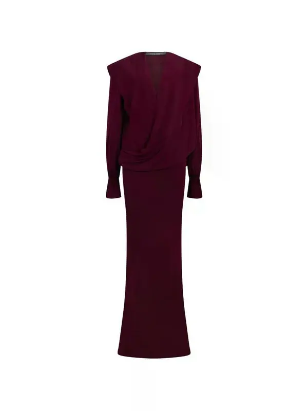 Alberta Ferretti Draped Long-sleeved Maxi Dress