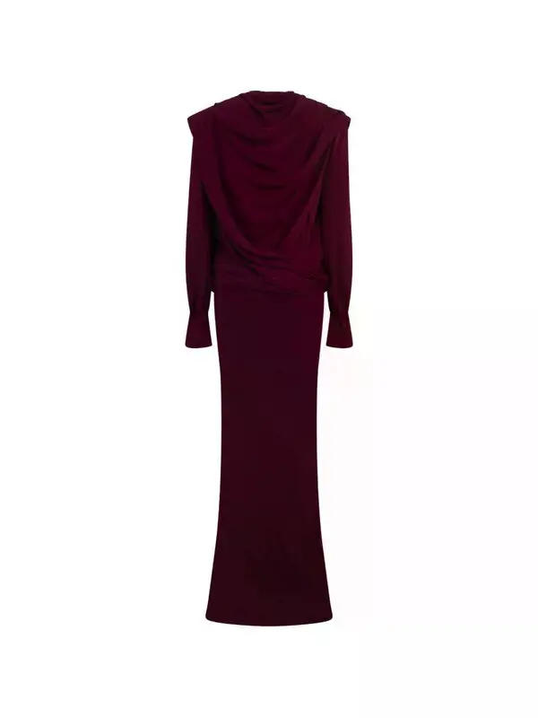 Alberta Ferretti Draped Long-sleeved Maxi Dress