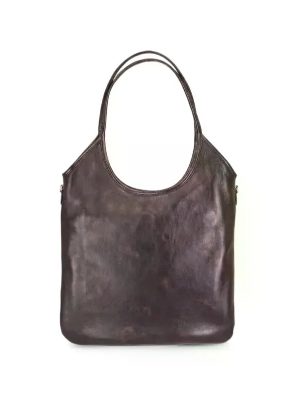 Miu Miu Logo-embossed Distressed Leather Tote Bag