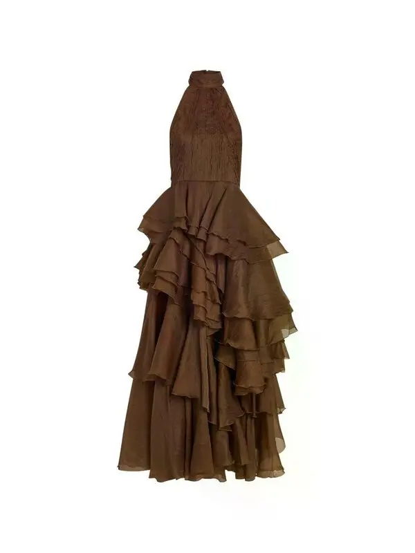 Aje Fayette Ruffled Tiered Maxi Dress - Brown