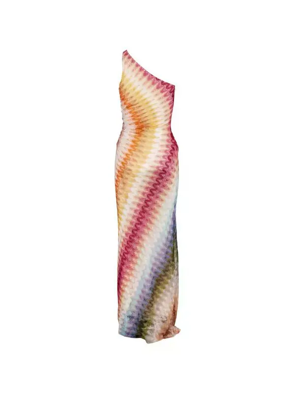 Missoni Zigzag-knit One-shoulder Maxi Dress