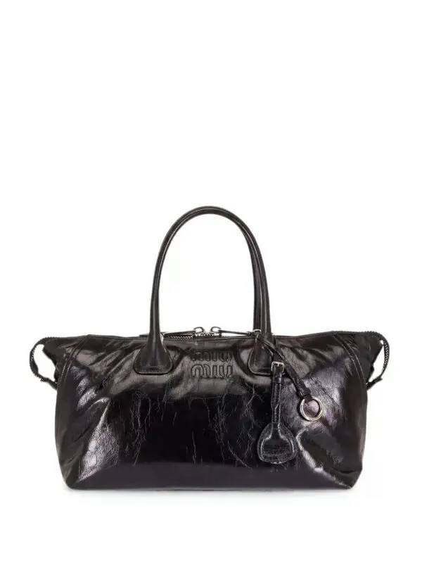 Miu Miu Logo-embossed Leather Tote Bag