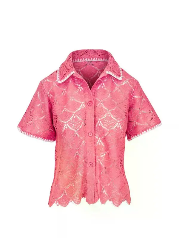 Ag Crochet Scalloped Hem Shirt - Pink