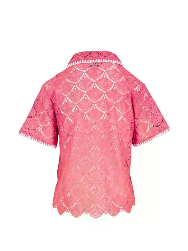 Ag Crochet Scalloped Hem Shirt - Pink
